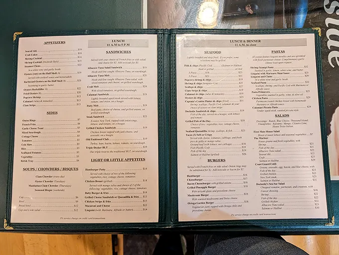 A menu that reads like maritime poetry—where "fresh catch" isn't marketing speak but a literal description of what happened hours ago.