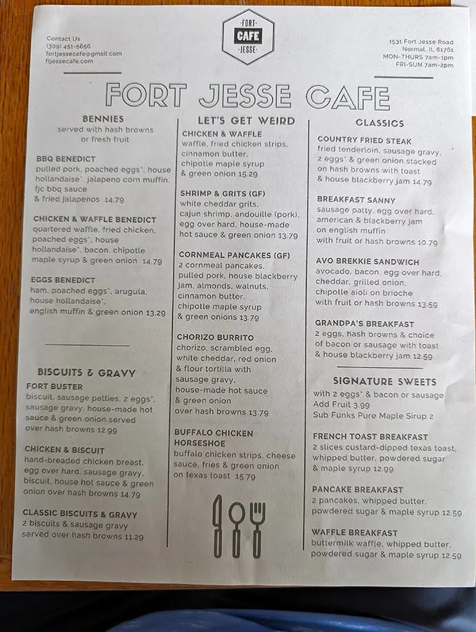 A menu that reads like a love letter to comfort food enthusiasts, with enough creative twists to make your standard breakfast feel downright boring.