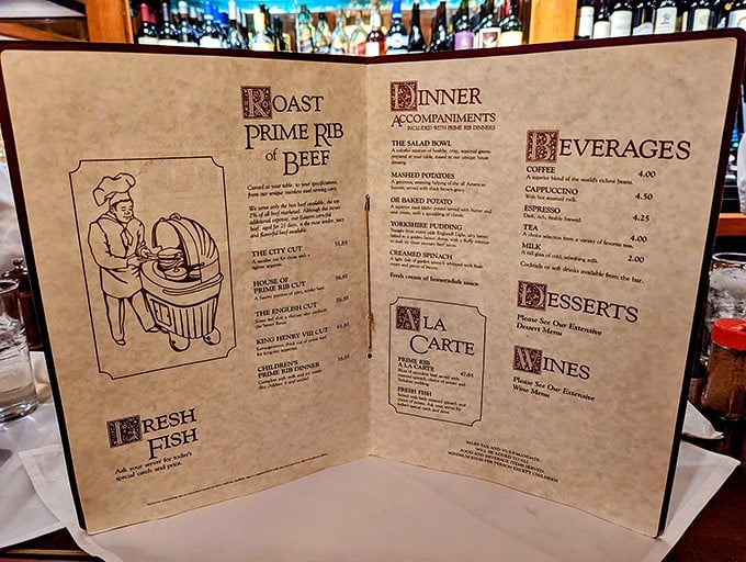 A menu that doesn't need constant reinvention—when you've perfected prime rib, why complicate things with passing food trends?