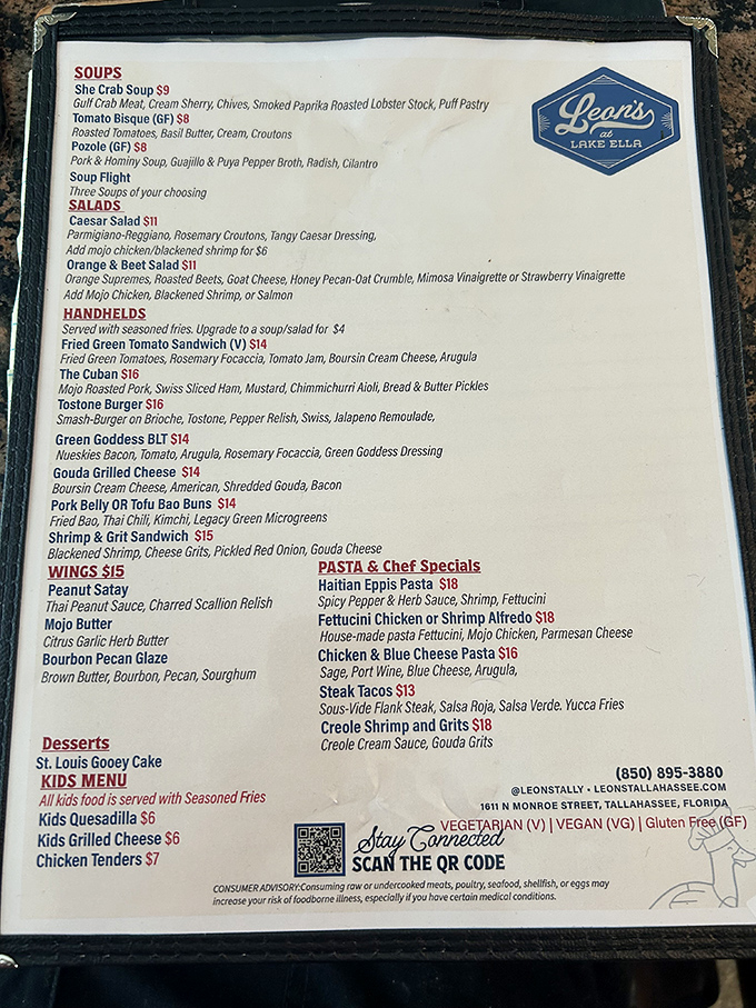 This menu isn't just a list of dishes—it's a roadmap to culinary bliss. The She-Crab Soup alone justifies the drive.