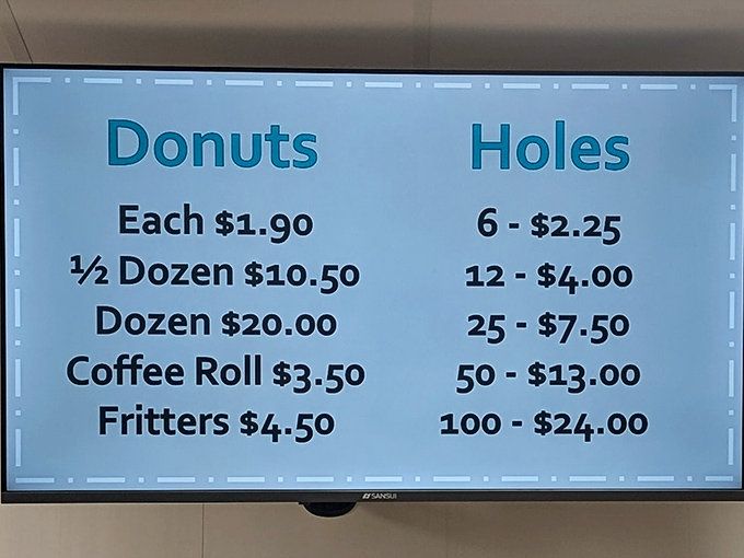 This menu board isn't just information—it's a roadmap to happiness. The prices are reasonable, but the joy they deliver is priceless.