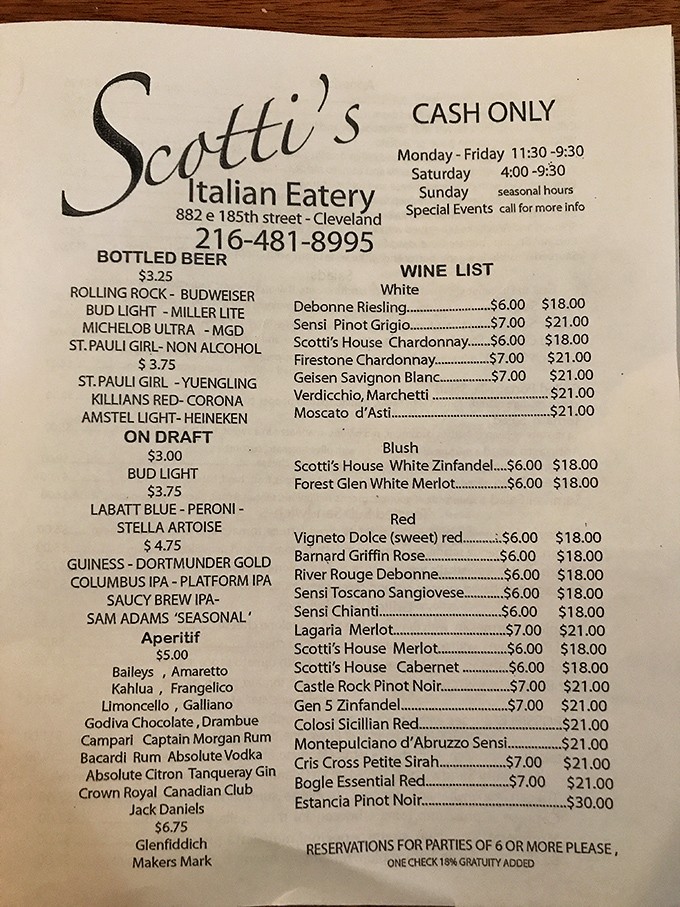 Cash only and proud of it – this menu isn't just a list of dishes, it's a declaration that some traditions are worth preserving.