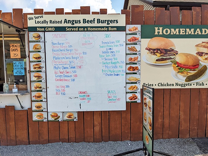 The menu board doesn't lie—those locally raised Angus beef burgers on homemade buns have developed a cult following that rivals the bakery's sweet treats.