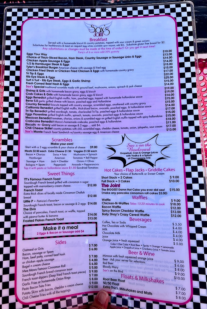 This isn't just a menu – it's a roadmap to happiness, featuring those world-famous cinnamon rolls. 