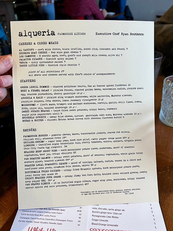 A menu that reads like food poetry—each description makes you want to order everything and worry about your waistline tomorrow.