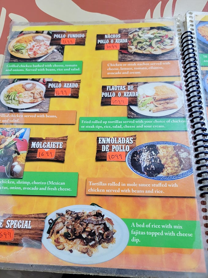 This menu isn't just a list—it's a roadmap to happiness. Each description promises a journey worth taking, especially those nachos calling my name.
