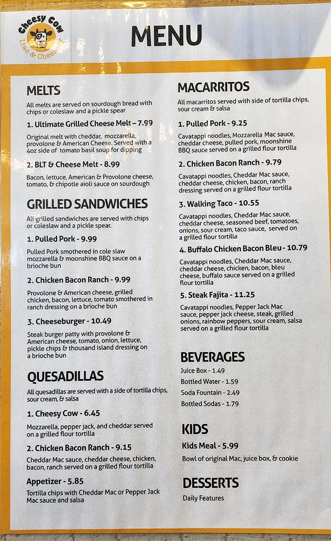 The menu reads like a love letter to cheese, with each option more tempting than the last. Decision paralysis has never been so delicious.