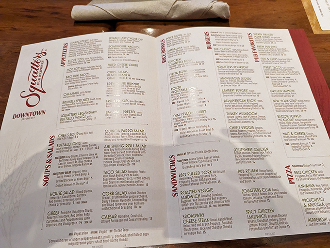 The menu reads like a love letter to comfort food. Each description promises satisfaction, with those legendary fish and chips calling your name.