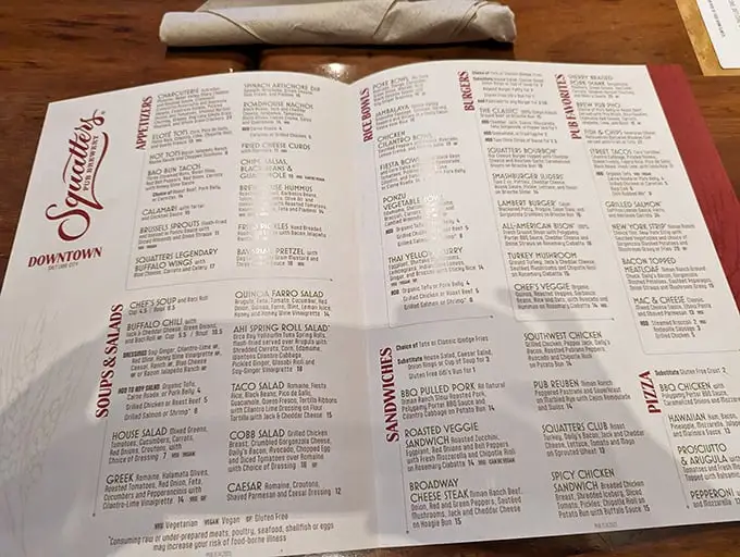 The menu reads like a love letter to comfort food. Each description promises satisfaction, with those legendary fish and chips calling your name.
