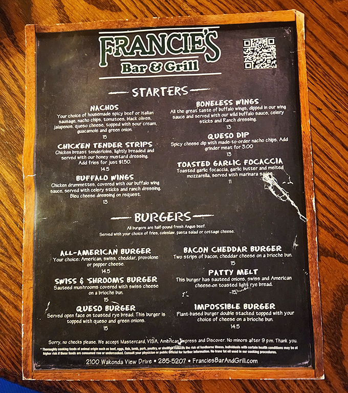 A menu that doesn't need fancy fonts or pretentious descriptions—just honest food that makes decisions deliciously difficult. The burger section alone is a choose-your-own-adventure novel.