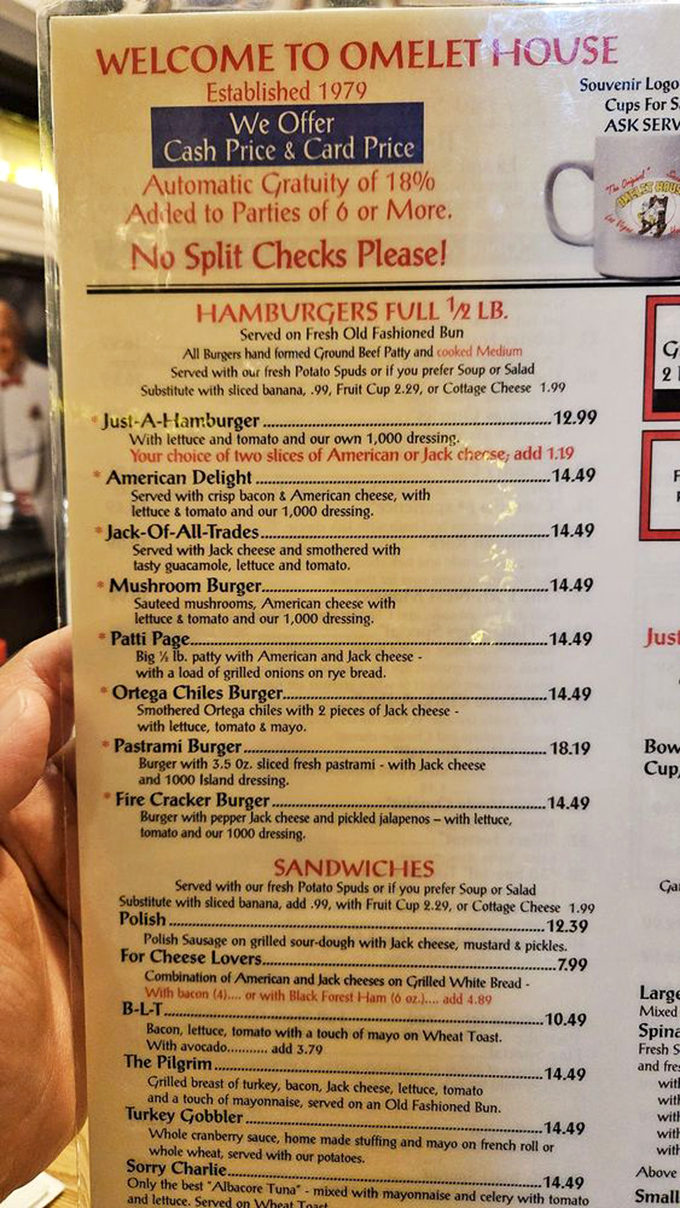 A menu that proudly proclaims its 1979 origins – when Las Vegas was still figuring out what it wanted to be when it grew up.