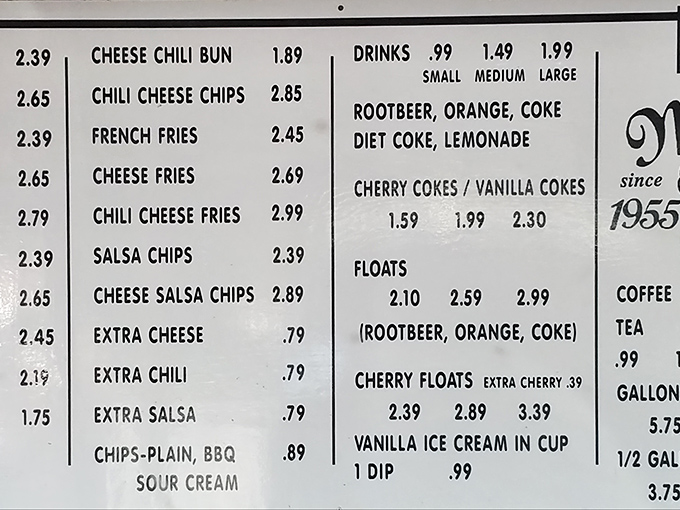 A menu board that hasn't needed updating because they got it right the first time. Simplicity at its most delicious.