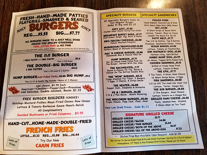 This menu isn't just a list of options—it's a roadmap to happiness. Notice how "HAND-CUT" and "DOUBLE-FRIED" get the all-caps treatment they deserve.