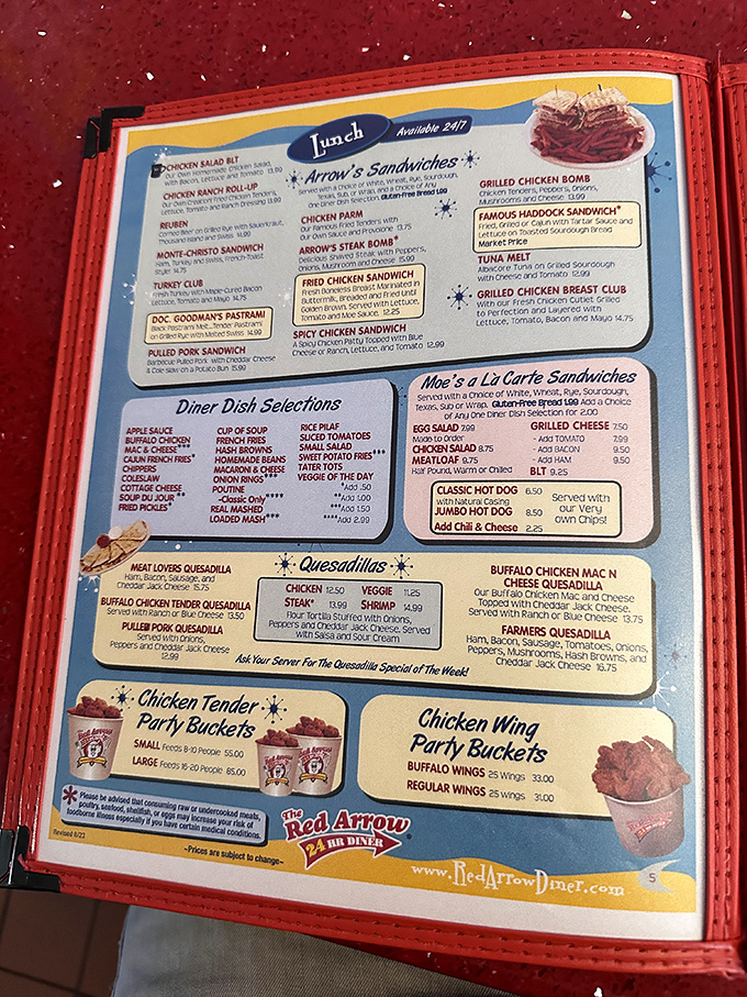 The menu reads like a love letter to American comfort food classics. Decisions this difficult should come with a therapist on standby.