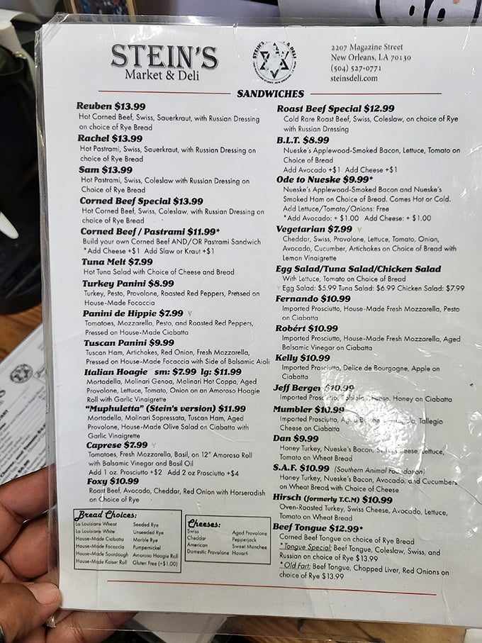 This menu isn't just a list—it's a roadmap to sandwich nirvana. The hardest relationship you'll have today is choosing just one.
