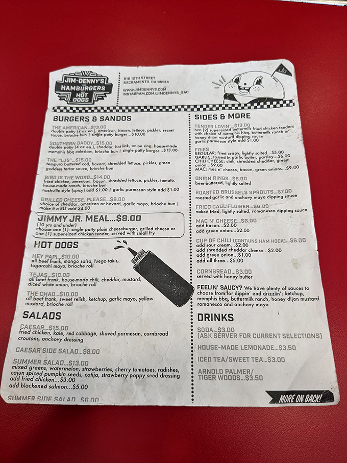 A menu that doesn't need fancy fonts or pretentious descriptions—just honest food with playful names like "Bird is the Word."