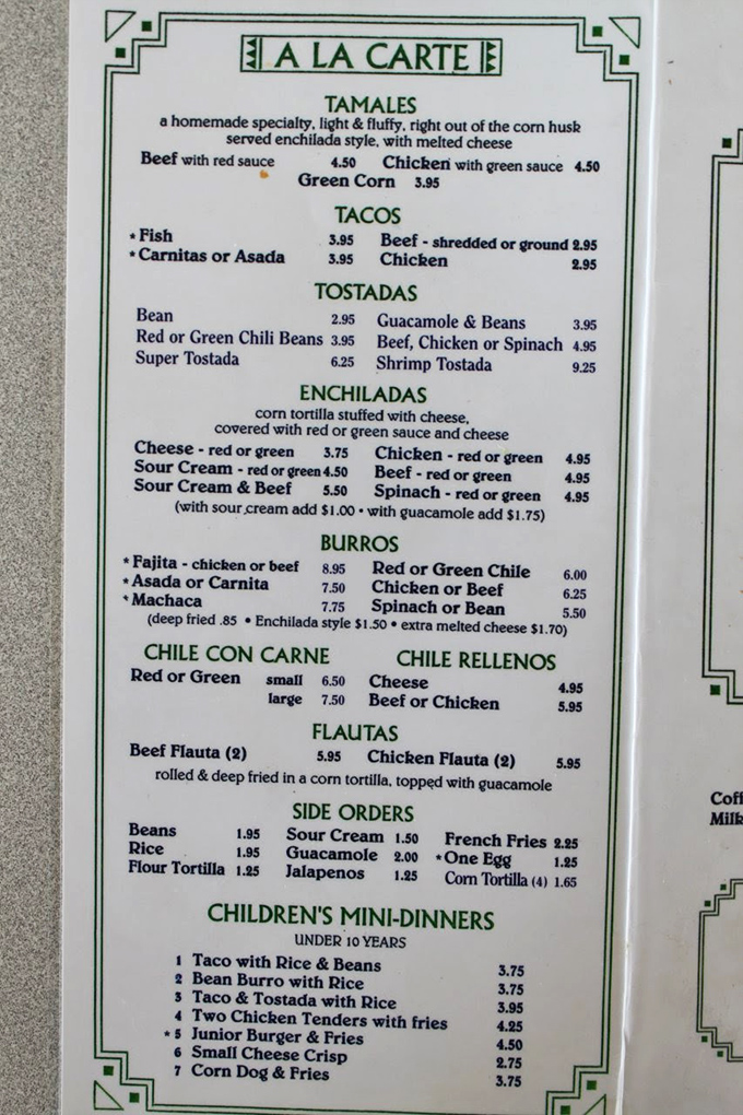 This vintage menu might be the most thrilling reading material in Scottsdale. Each line promises a different path to happiness.