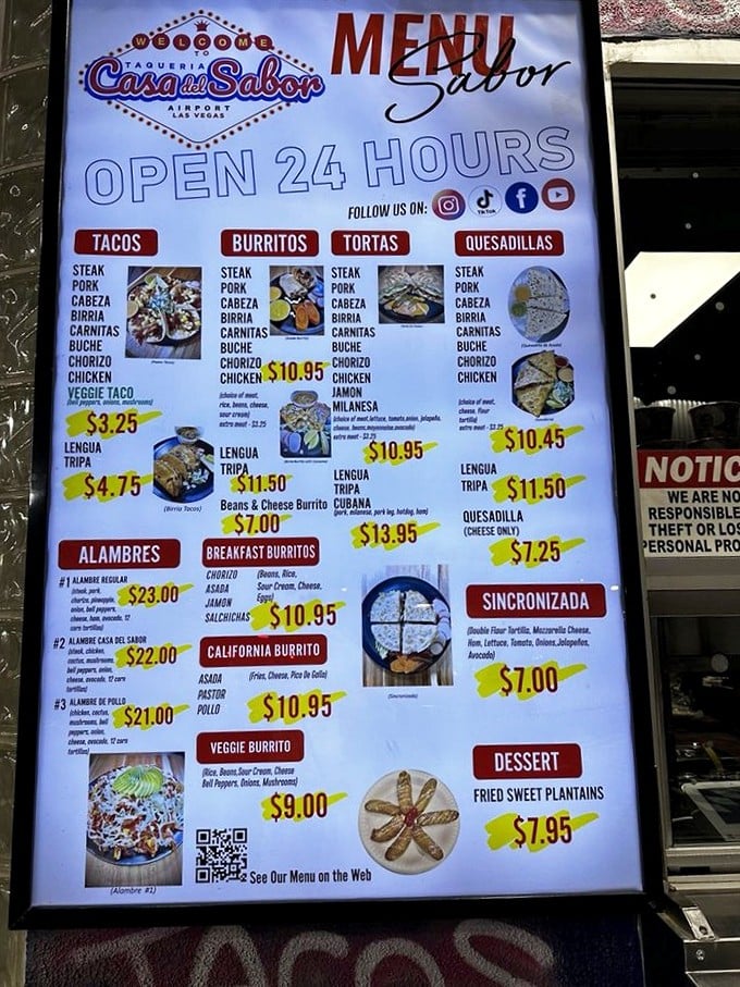 The menu board that launched a thousand road trips. When something proclaims "OPEN 24 HOURS," it's not just convenience—it's commitment.