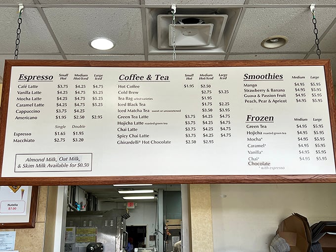The menu board reveals a world beyond pumpkin spice—matcha, yuzu, and hojicha await the adventurous Ohio palate.