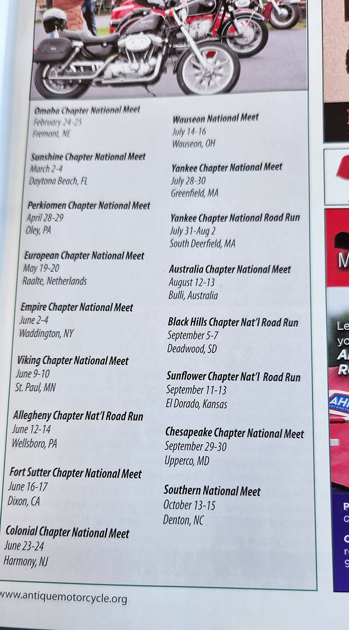 This motorcycle club schedule on the wall tells you everything—Nancy's isn't just a diner, it's a destination for road warriors who know where real food lives.