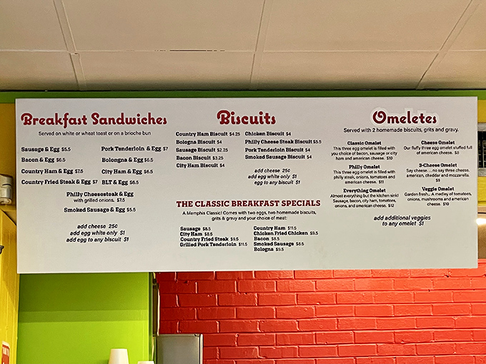 The menu board at Bryant's isn't just a list of options—it's a roadmap to happiness with biscuits as your trusty vehicle and gravy as your faithful companion.