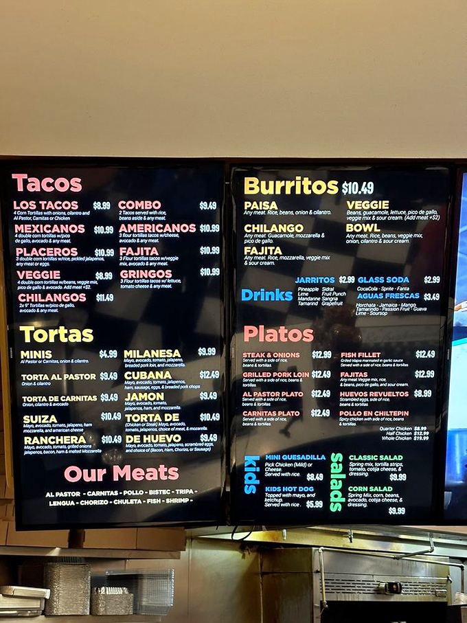 A menu board that doesn't just list food—it presents life choices. Each option more tempting than the last, like a delicious Choose Your Own Adventure.