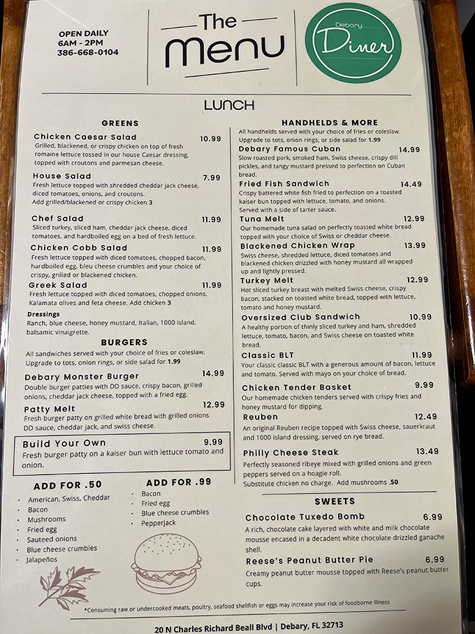 A menu that reads like a love letter to American classics. No fancy flourishes needed when the foundations are this solid.