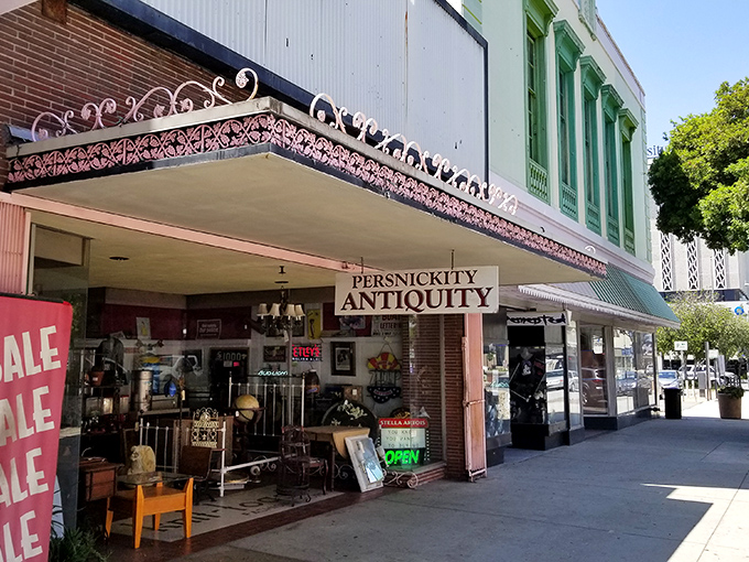 Persnickity Antiquity lives up to its name with a perfectly curated chaos of vintage treasures that beckons from beneath its charming retro awning.