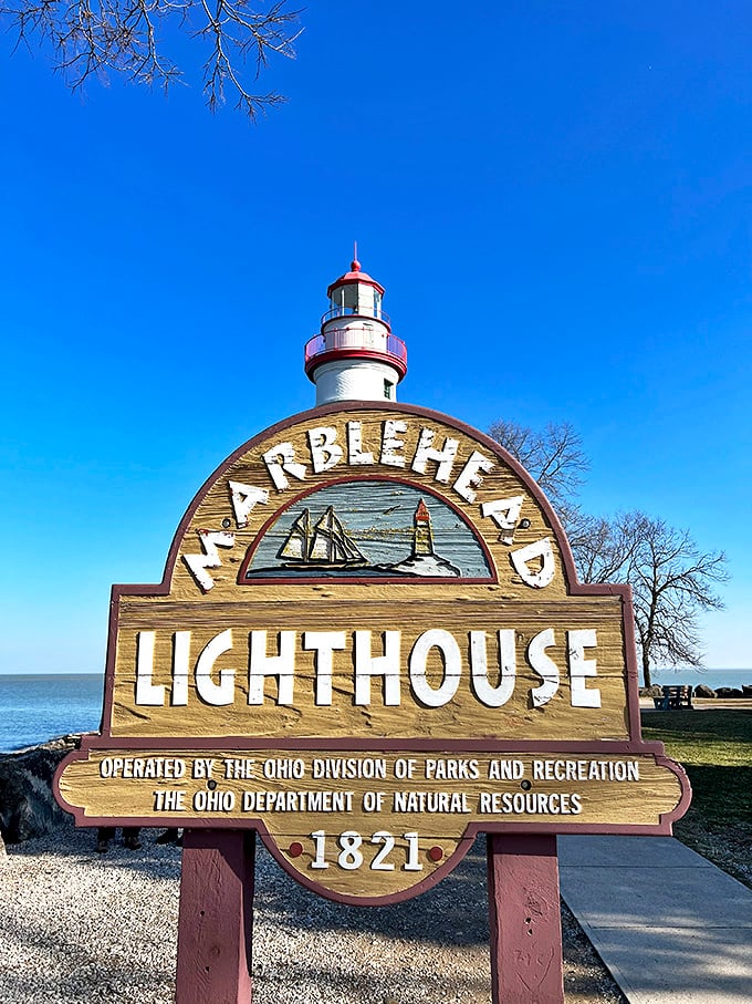 This wooden sign doesn't just mark a location—it announces a piece of American history that's been faithfully serving mariners since Thomas Jefferson's presidency.
