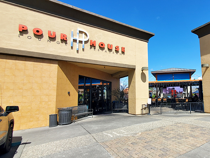 The Pour House Restaurant offers both indoor comfort and outdoor patio seating – a perfect spot to sample local wines after exploring downtown.