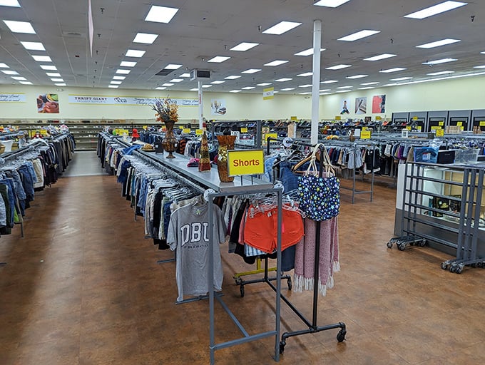 Organization that would make Marie Kondo proud. Neatly arranged clothing sections mean less digging, more finding – a thrifter's dream come true.