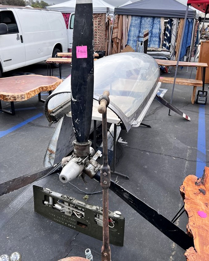 One person's airplane parts are another's industrial chic coffee table. This vendor clearly understands that everything old becomes new again—eventually.