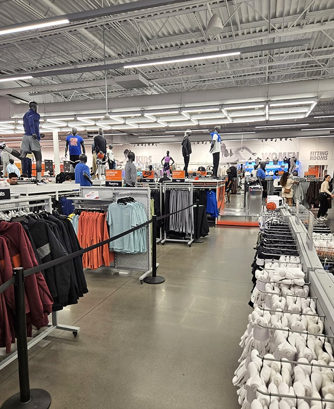 Racks upon racks of possibility—where "just browsing" becomes "somehow I'm holding seven items" faster than you can say "discount."