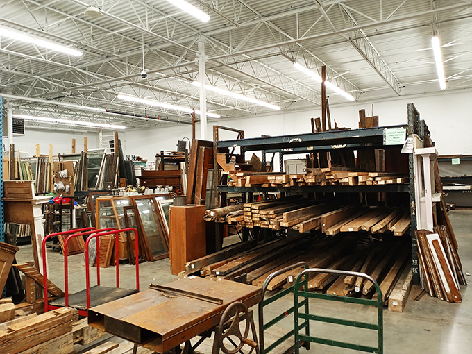 Lumber stacks tell stories of craftsmanship from eras when furniture was built to outlast several generations.