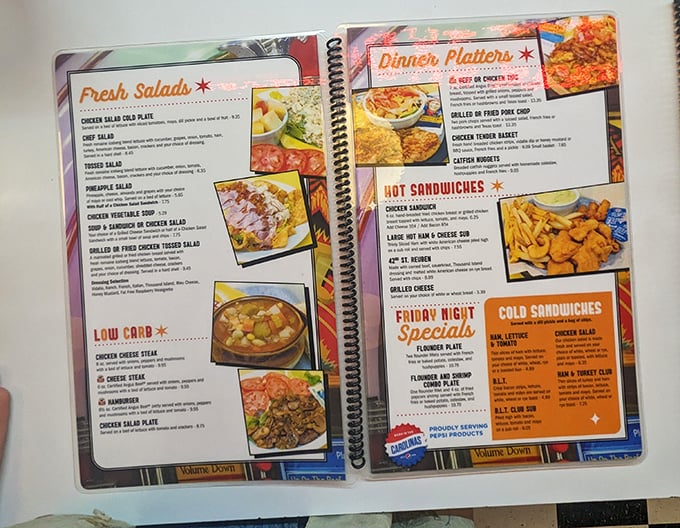 The menu reads like a love letter to comfort food, promising everything from fresh salads to hearty cheesesteaks that could make a Philadelphian homesick.