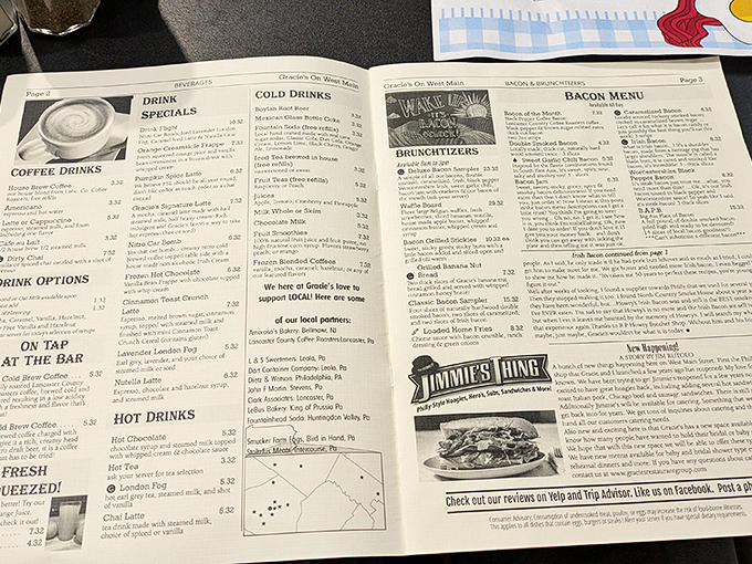 A dedicated bacon menu? This isn't just breakfast—it's a love letter to morning cuisine written in maple-glazed glory.