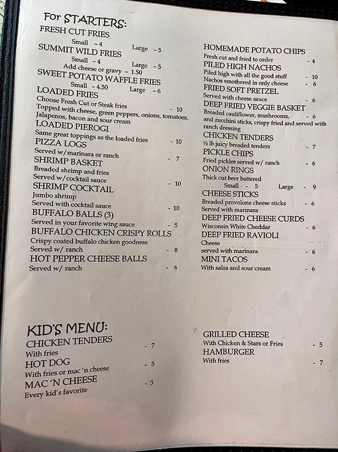 A menu that speaks the universal language of comfort food. From loaded fries to deep-fried cheese curds, this is happiness printed on paper.
