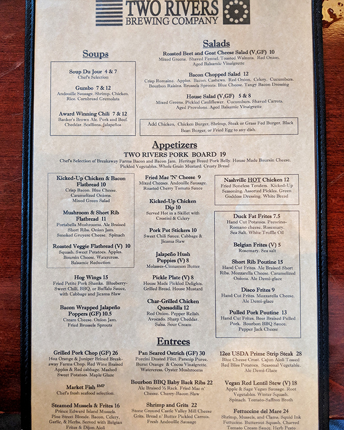 A menu that reads like a love letter to comfort food—each description promising flavors worth crossing county lines for.