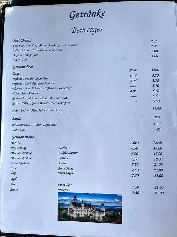 The beverage menu reads like a passport to German drinking culture. From Hofbräu to Weihenstephan, it's Bavaria in a glass without the international flight.