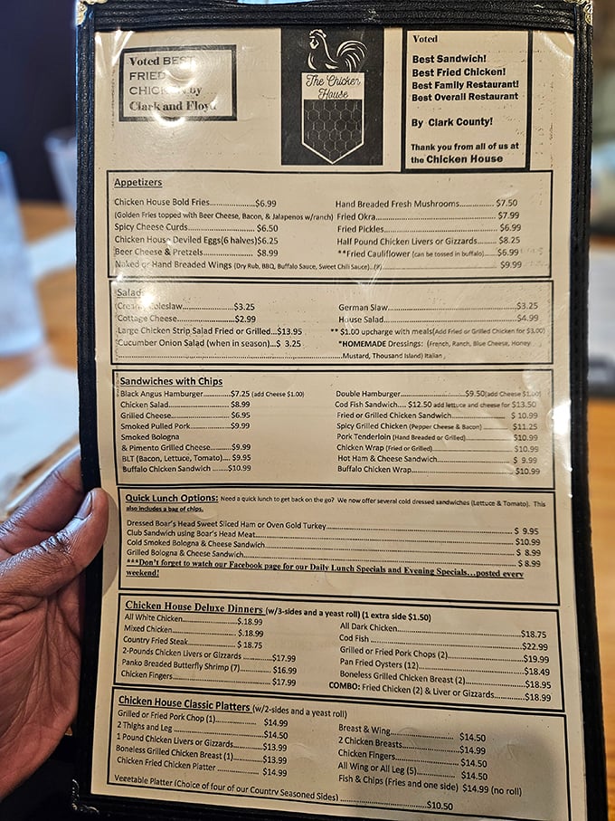 That menu isn't just a list of options—it's a roadmap to comfort food nirvana, complete with awards to prove it's not just talk.