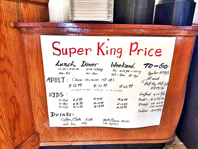 The menu board – a roadmap to culinary abundance where the only real question is: how many trips can one stomach handle?
