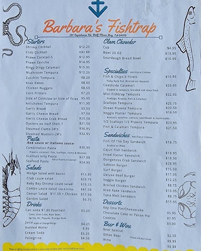 The menu reads like poetry to seafood lovers – simple descriptions promising oceanic delights without pretentious foodie jargon.