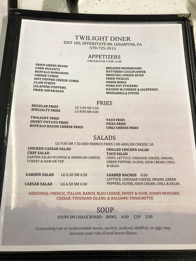 A menu that doesn't need fancy descriptions or trendy ingredients—just honest food that speaks for itself.