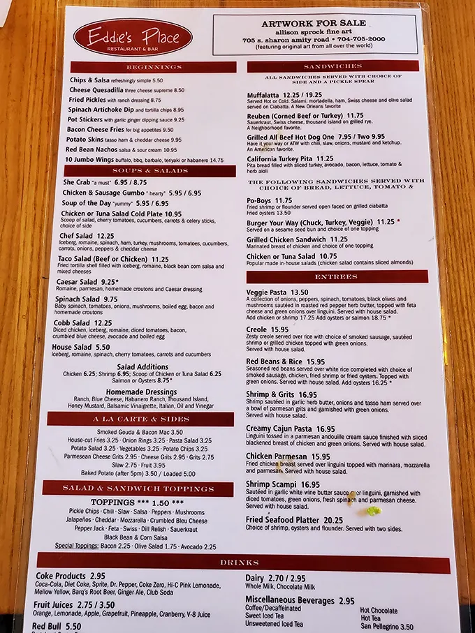 The menu at Eddie's reads like a love letter to comfort food – each item promising the kind of satisfaction that makes Monday mornings bearable again.