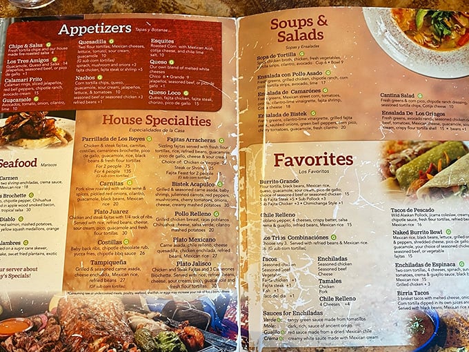 The menu reads like a love letter to Mexican cuisine—each dish promising its own delicious adventure without a passport required.