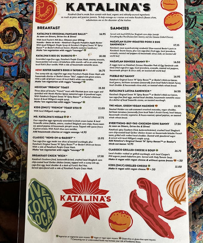 This isn't just a menu—it's a roadmap to breakfast nirvana. The Pancake Balls™ alone have caused more joy than most people experience in a month.