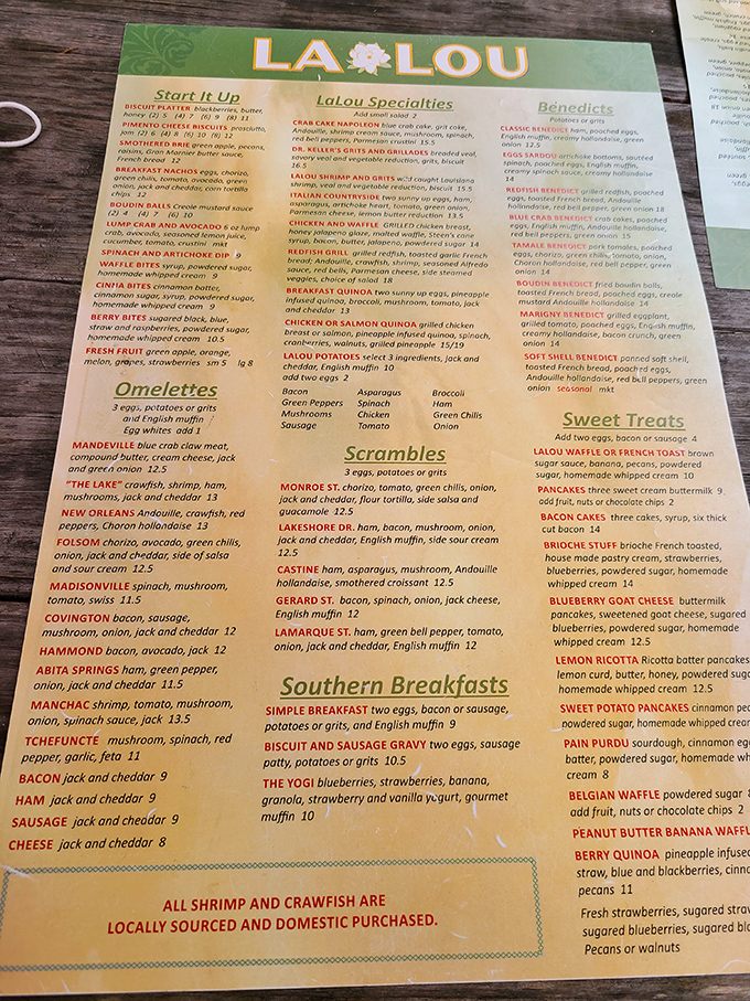 This menu isn't just a list of food—it's a roadmap to happiness with more delicious detours than a New Orleans parade route.