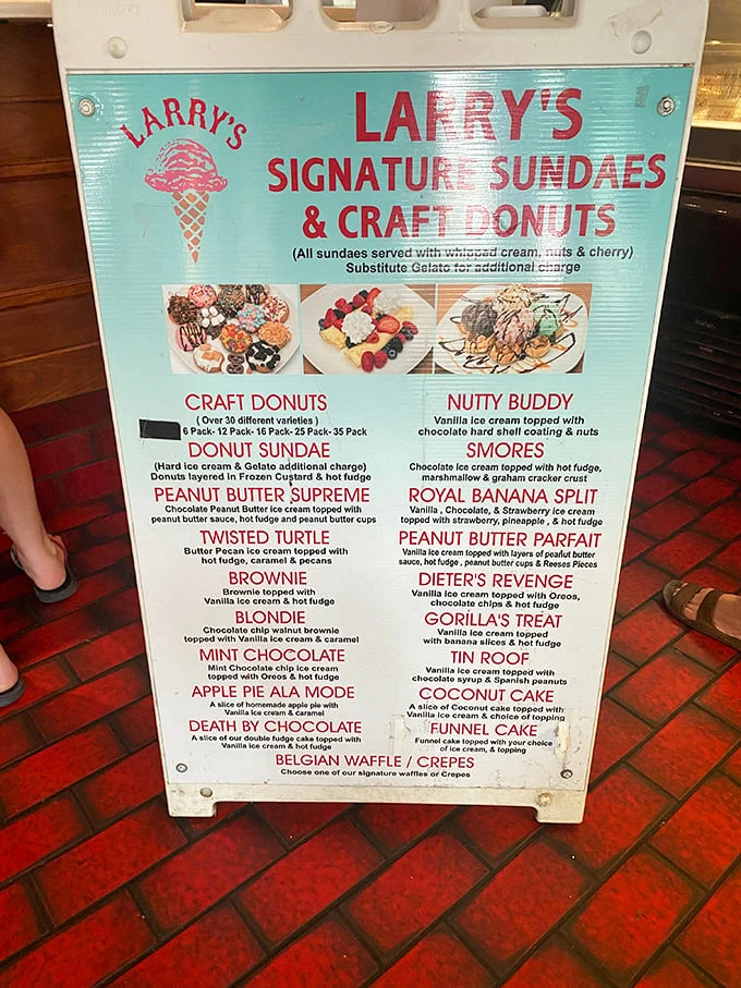 This menu isn't just a list—it's a roadmap to happiness with destinations like "Death By Chocolate" and "Dieter's Revenge."