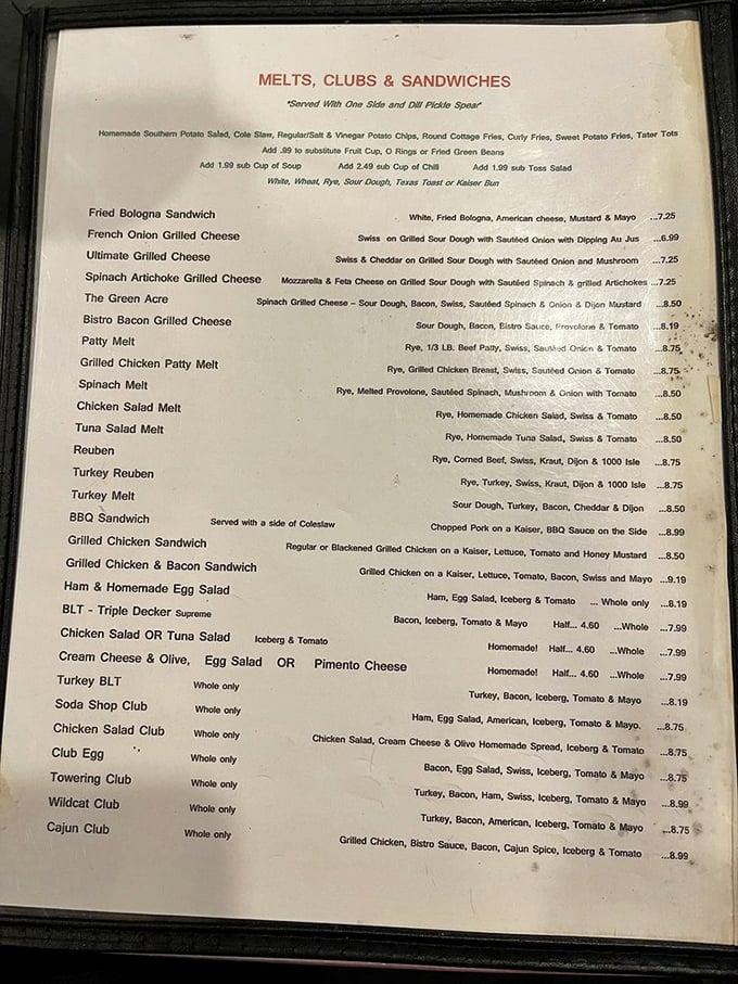This menu isn't just a list of food—it's a roadmap to happiness. The Reuben beckons like an old friend you can't wait to see again.