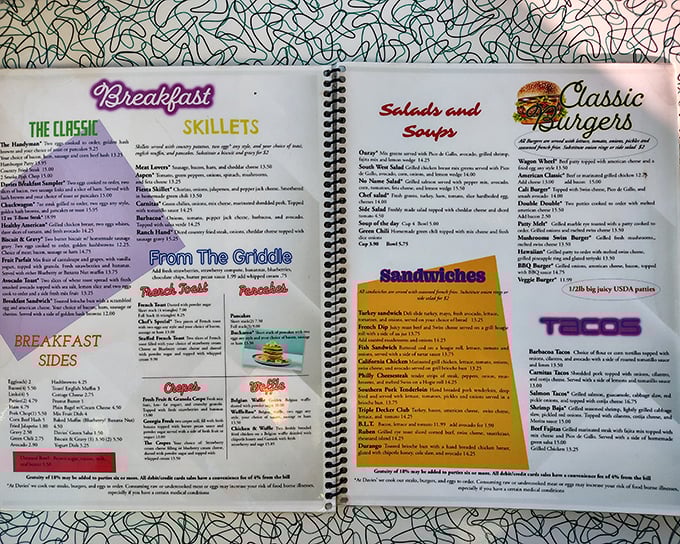 This menu isn't trying to impress you with fancy fonts or foreign words you can't pronounce—it's promising satisfaction in familiar favorites that never go out of style.